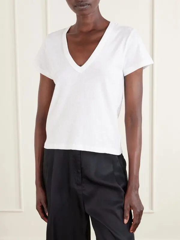 LESET Laura Cotton-jersey T-shirt - White