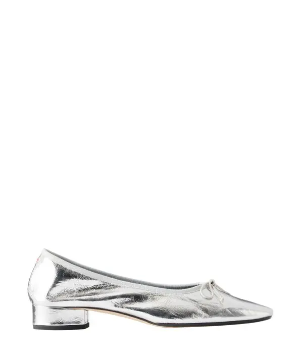 AeydĒ Onda Bow-detailed Crinkled Metallic Leather Pumps - Silver