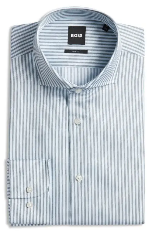 BOSS Hank Kent Slim Fit Cotton Dress Shirt - Open Grn