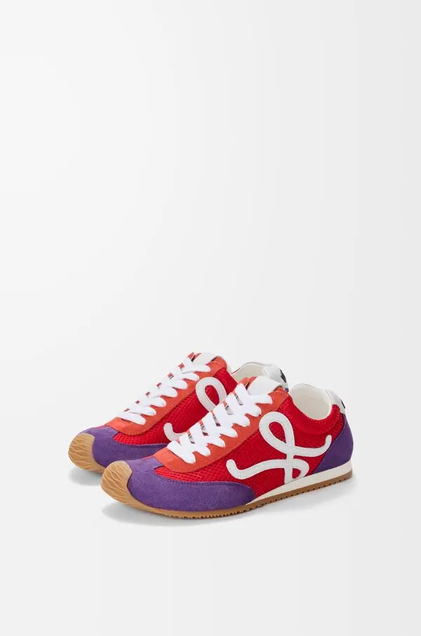 Loewe Ballet Runner 2.0 In Suede And Mesh - Red/white/purple