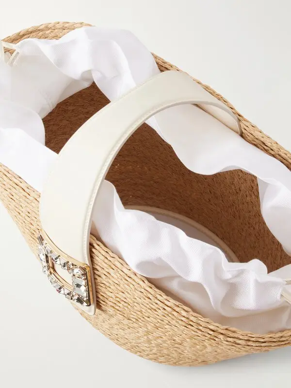 ROGER VIVIER Embellished Raffia-effect Tote Bag