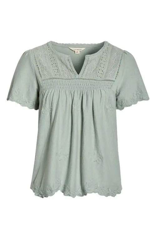 Lucky Brand Lace Trim Top - Abyss
