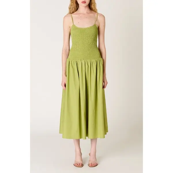 NIA Granada Open Back Cotton Midi Sundress - Terragon