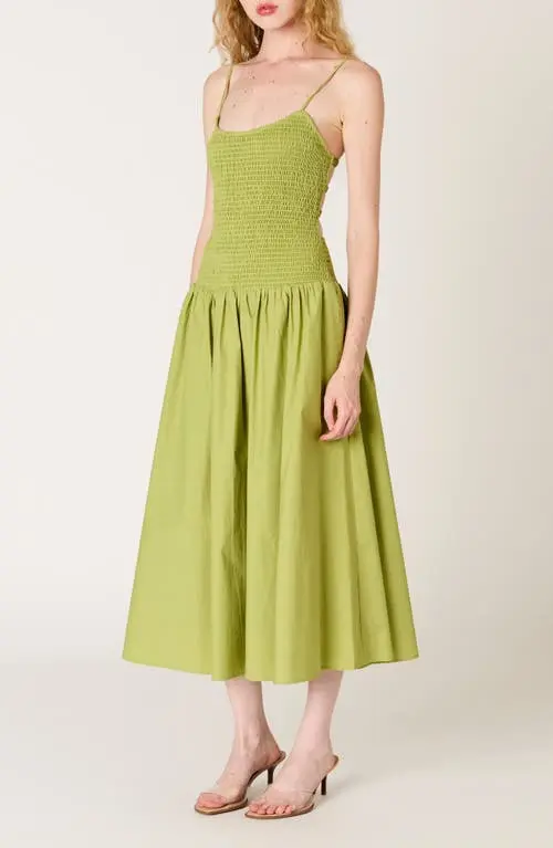 NIA Granada Open Back Cotton Midi Sundress - Terragon