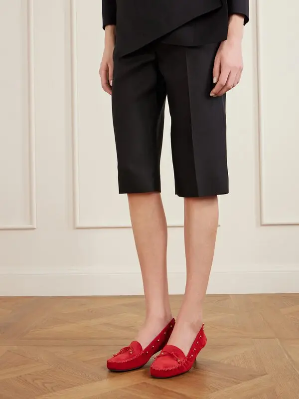 Khaite Milly Embellished Suede Pumps - Red