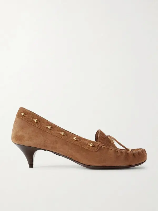 Khaite Milly Embellished Suede Pumps - Brown