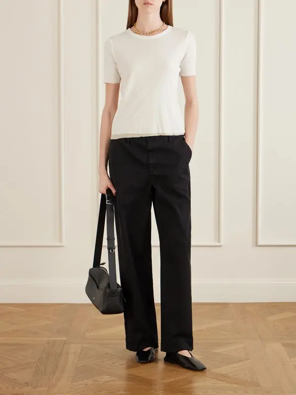 Eterne Benson Cotton-gabardine Straight-leg Pants - Black