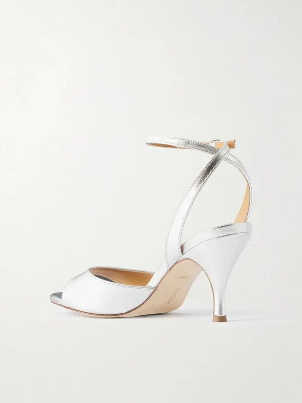 AeydĒ Jada 75 Metallic Leather Sandals - Silver