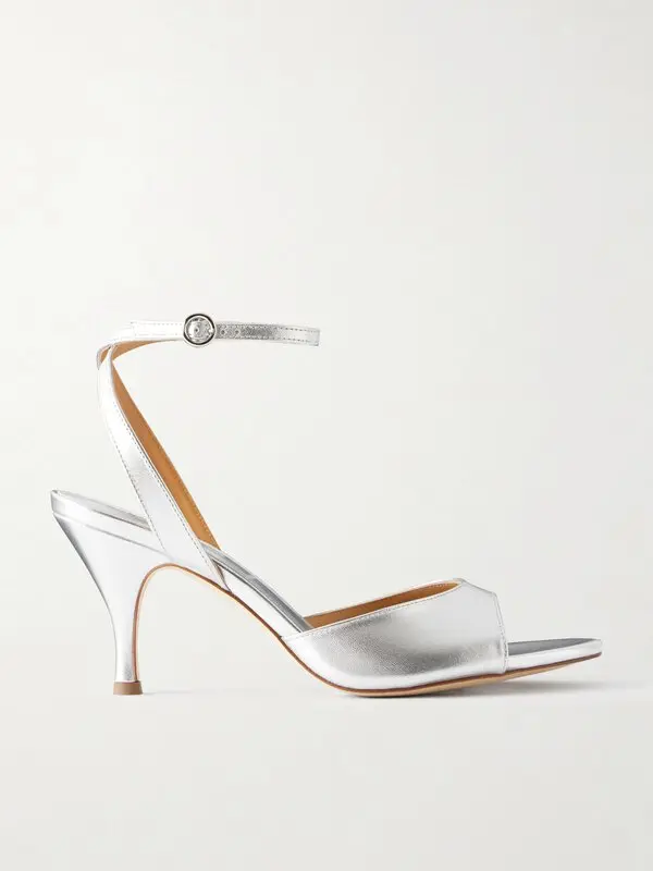 AeydĒ Jada 75 Metallic Leather Sandals - Silver