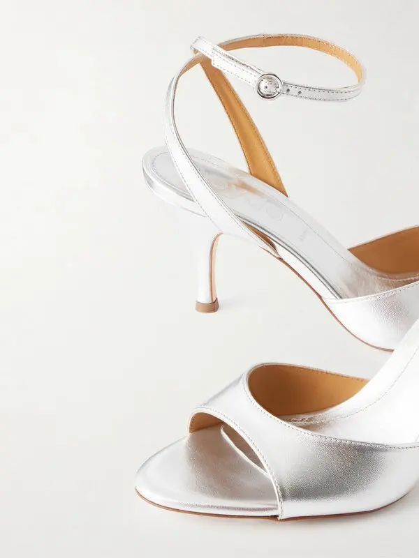 AeydĒ Jada 75 Metallic Leather Sandals - Silver