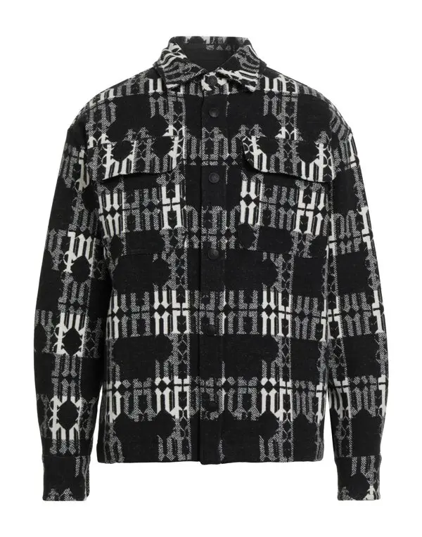 Palm Angels Two-tone Jacquard Flannel Overshirt - Black