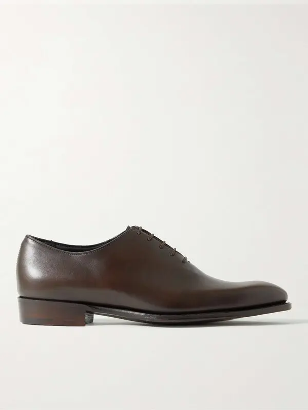 George Cleverley Merlin Whole-cut Leather Oxford Shoes - Dark Brown
