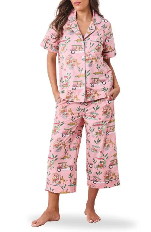 PRINTFRESH Piped Organic Cotton Pajamas - Peach Daiquiri
