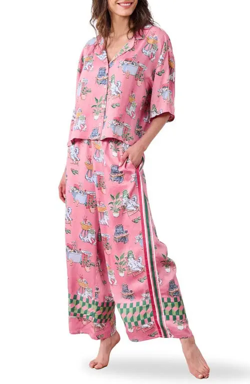 PRINTFRESH Cosmic Satin Pajamas - Pink Polish