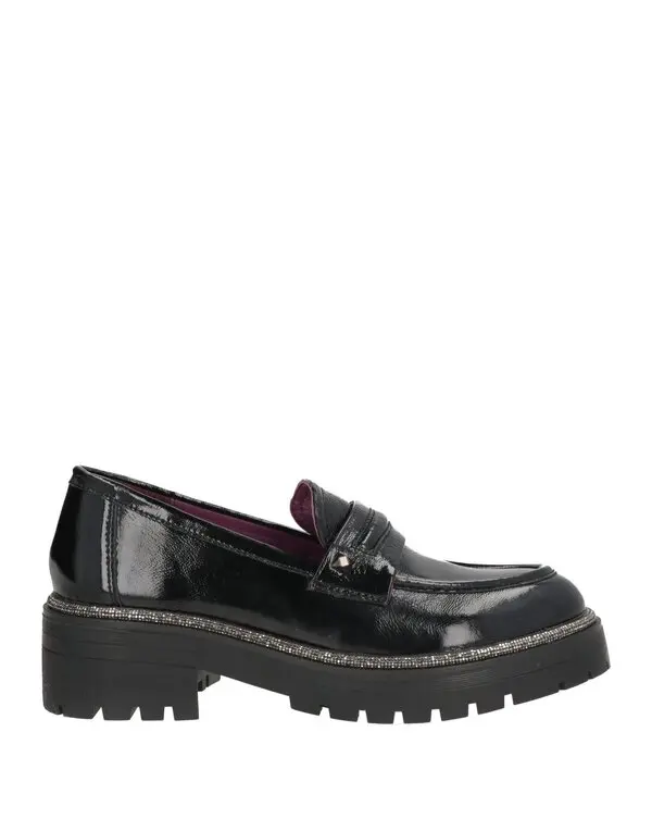 APEPAZZA Patent Leather Loafers With Embellishments