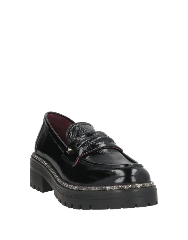 APEPAZZA Patent Leather Loafers With Embellishments