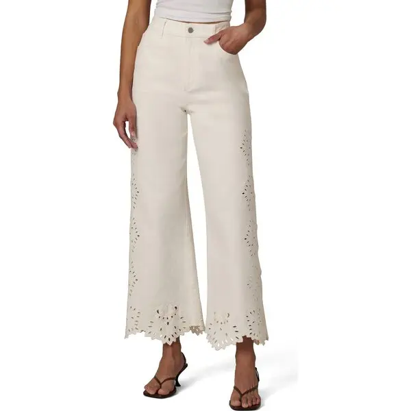 Joe's Jeans The Mia Embroidered High Waist Ankle Straight Leg Jeans - Ecru Floral