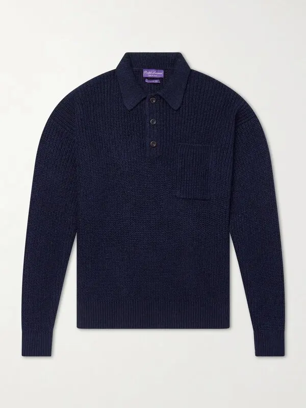 Ralph Lauren Purple Label Silk And Linen-blend Polo Sweater