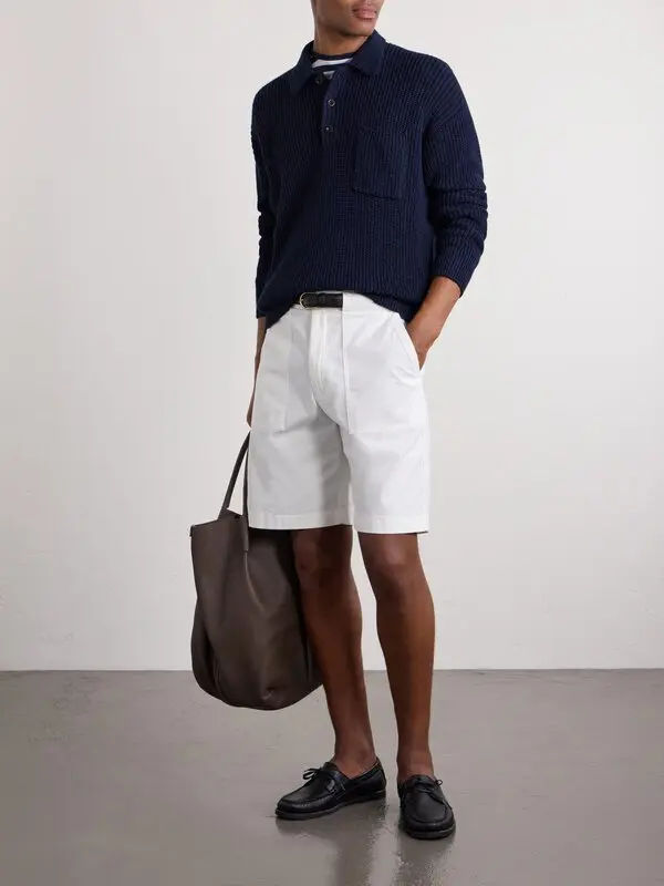 Ralph Lauren Purple Label Silk And Linen-blend Polo Sweater