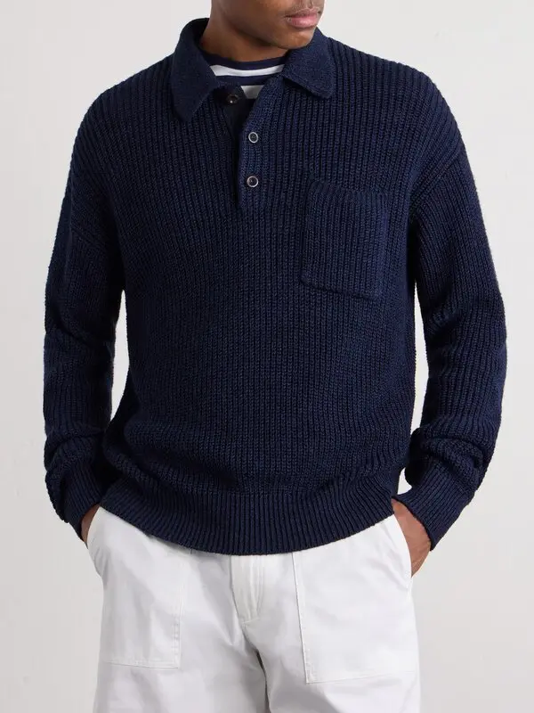 Ralph Lauren Purple Label Silk And Linen-blend Polo Sweater