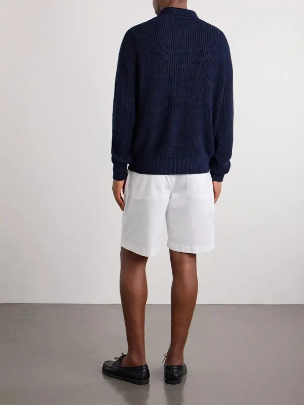 Ralph Lauren Purple Label Silk And Linen-blend Polo Sweater
