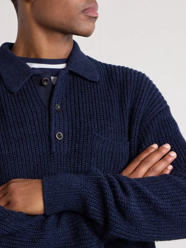 Ralph Lauren Purple Label Silk And Linen-blend Polo Sweater