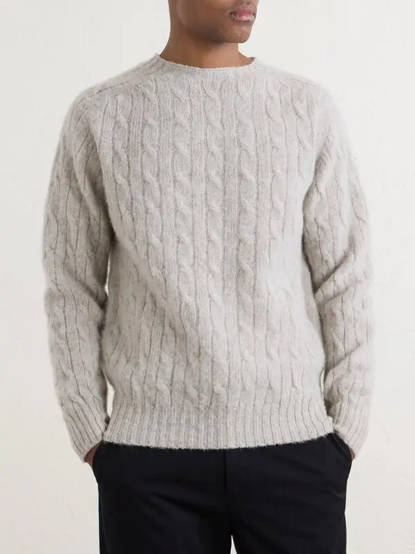 DRAKE'S Cable-knit Virgin Wool Sweater
