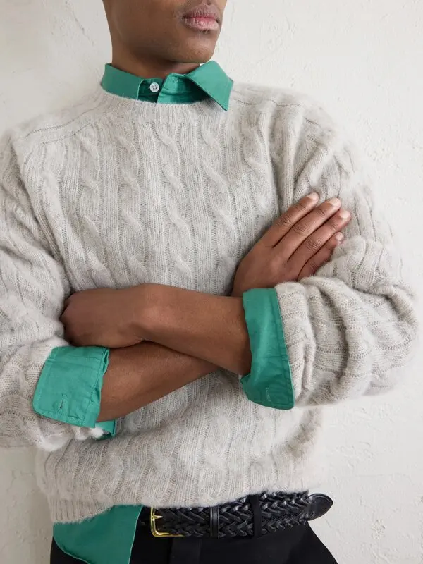 DRAKE'S Cable-knit Virgin Wool Sweater