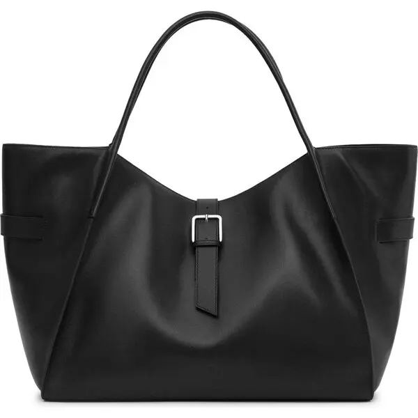 Mango Maxi Leather Shopper Bag - Black