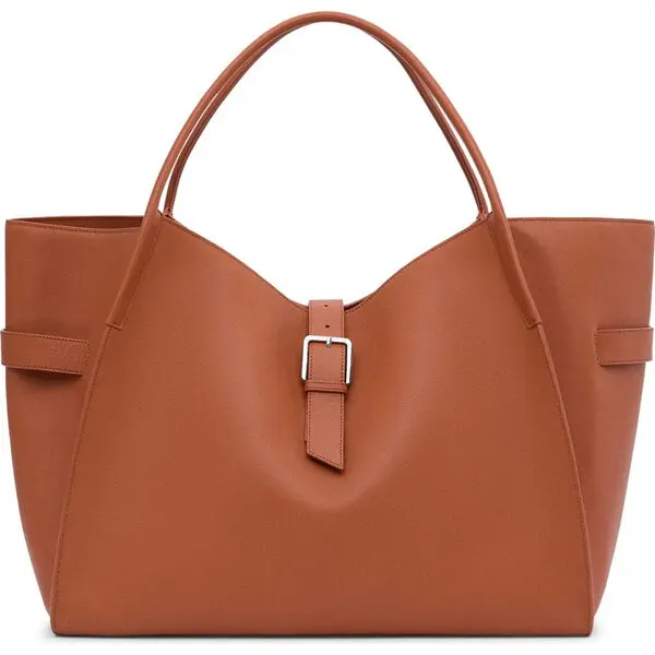 Mango Maxi Leather Shopper Bag - Orange
