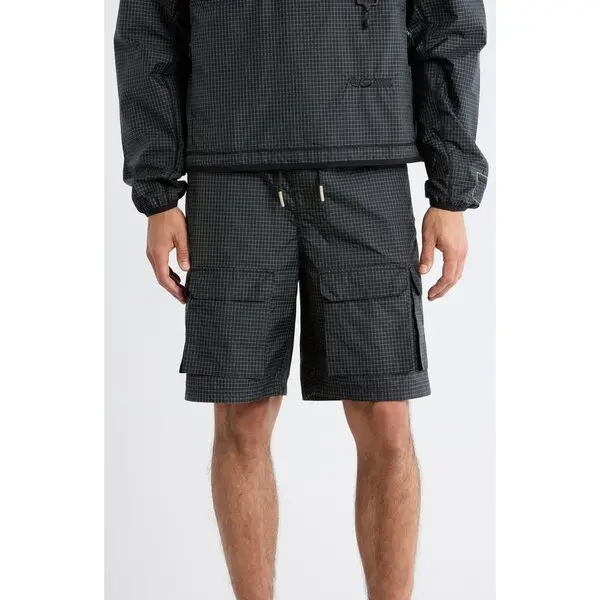 RC OUTDOOR SUPPLY Tahoe Check Print Nylon Blend Cargo Shorts - Black