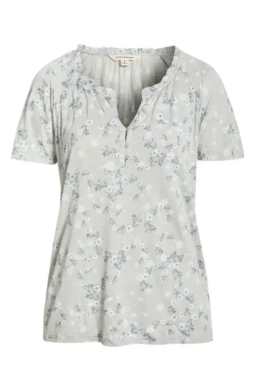 Lucky Brand Sandwash Flutter Sleeve Top - Blue Floral