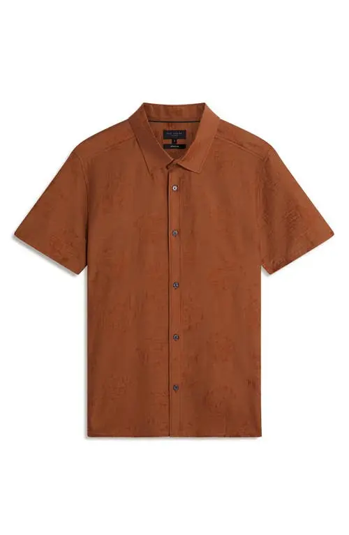 Ted Baker London Fabiane Floral Jacquard Short Sleeve Button-up Shirt - Brown-red