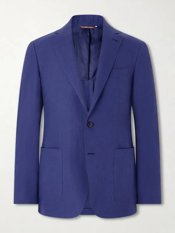 Canali Kei Linen Suit Jacket - Blue