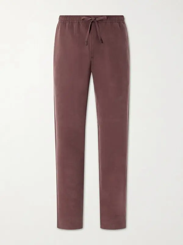Canali Straight-leg Lyocell Drawstring Trousers - Burgundy