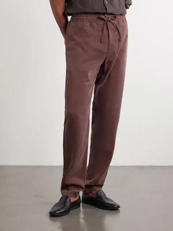 Canali Straight-leg Lyocell Drawstring Trousers - Burgundy