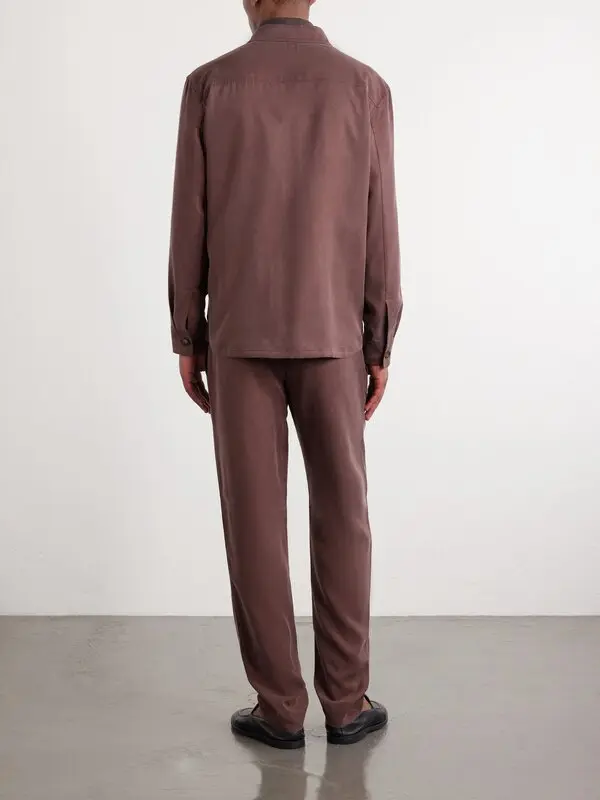 Canali Straight-leg Lyocell Drawstring Trousers - Burgundy