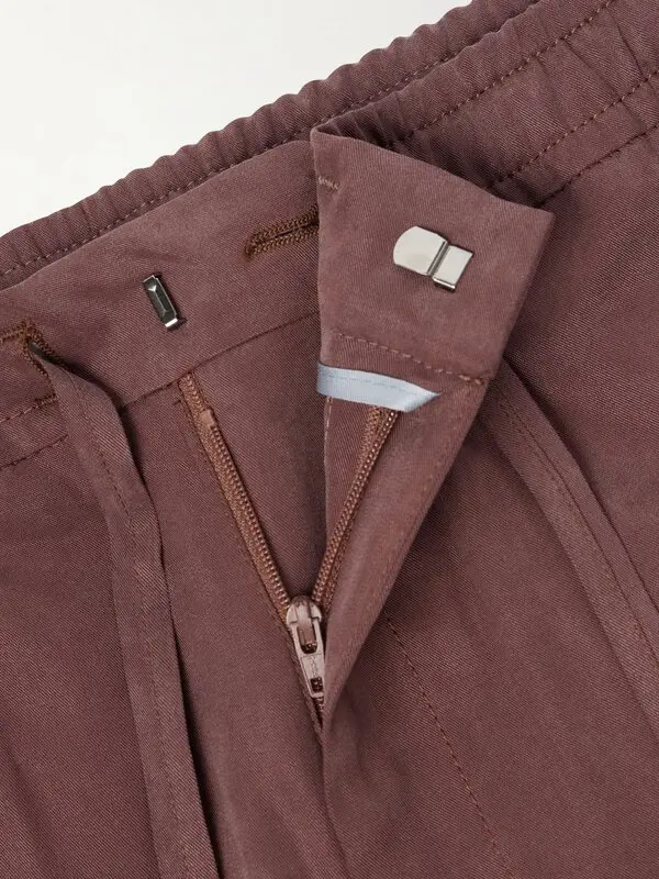 Canali Straight-leg Lyocell Drawstring Trousers - Burgundy
