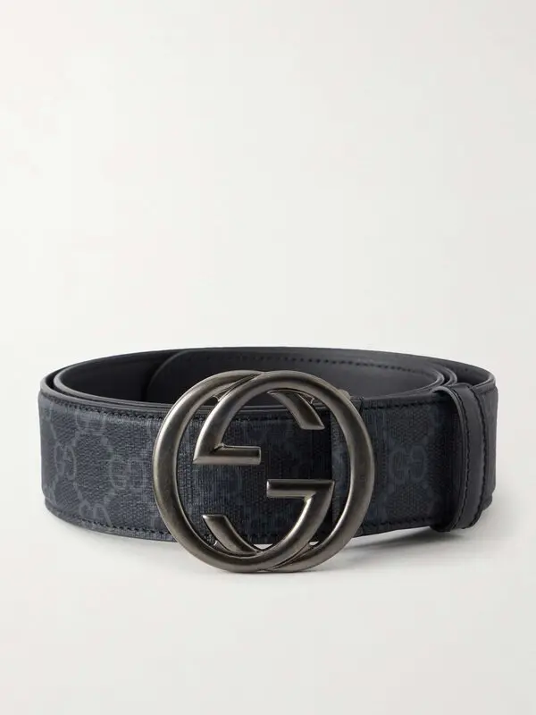Gucci 4cm Monogrammed Leather Belt - Black