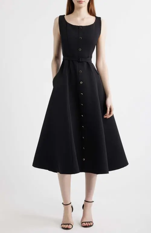 FREEMARKET Belted Fit & Flare Dress - Black