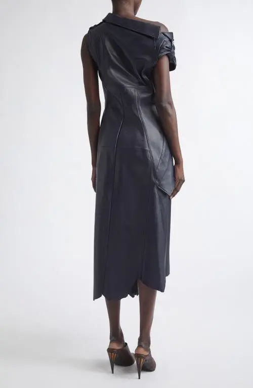 Alexander McQueen Asymmetric Leather Shirtdress