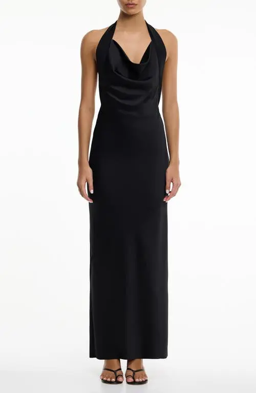 Significant Other Devlyn Cowl Halter Neck Open Back Gown - Black