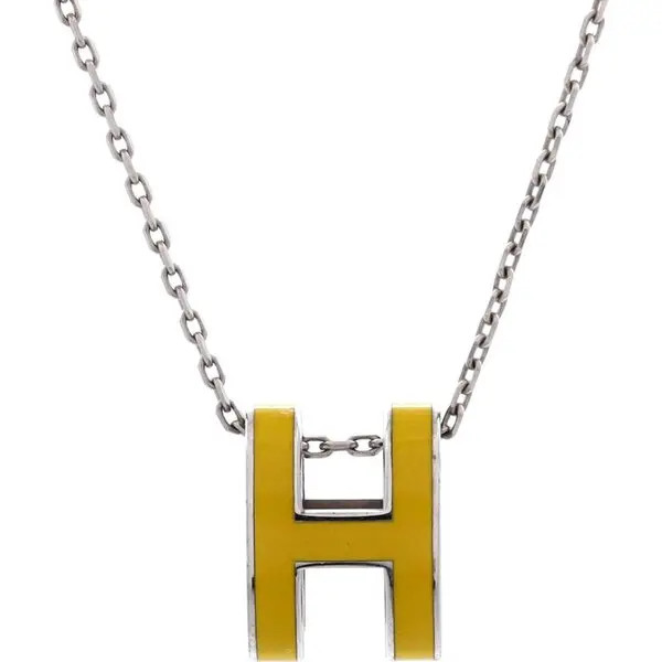 Hermès Pop H Pendant Chain Necklace Metal And Enamel Mini - Silver