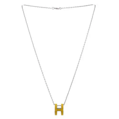 Hermès Pop H Pendant Chain Necklace Metal And Enamel Mini - Silver