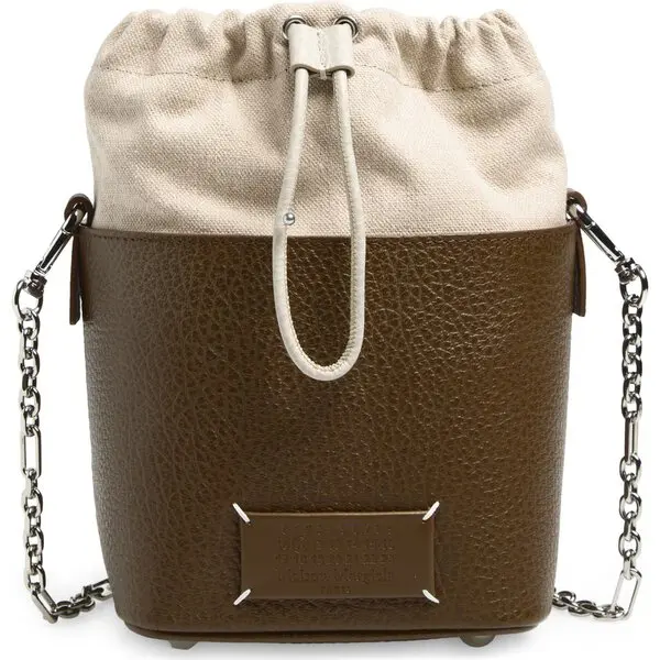MAISON MARGIELA Small 5ac Leather Bucket Bag - Field/stone