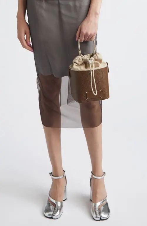 MAISON MARGIELA Small 5ac Leather Bucket Bag - Field/stone