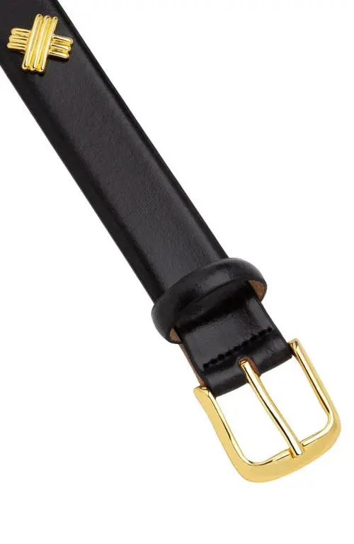 AUREUM X-stud Leather Belt - Black/gold