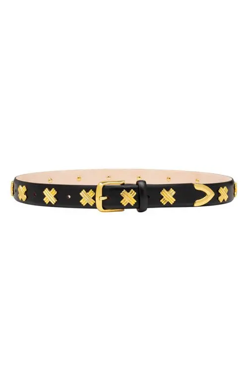 AUREUM X-stud Leather Belt - Black/gold