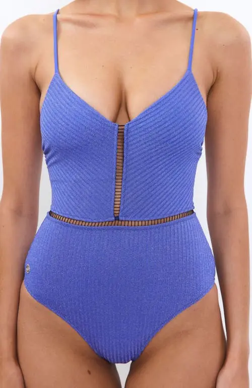 BILIBLOND Kim Rib Lurex One-piece Swimsuit - Blue Rib Lurex