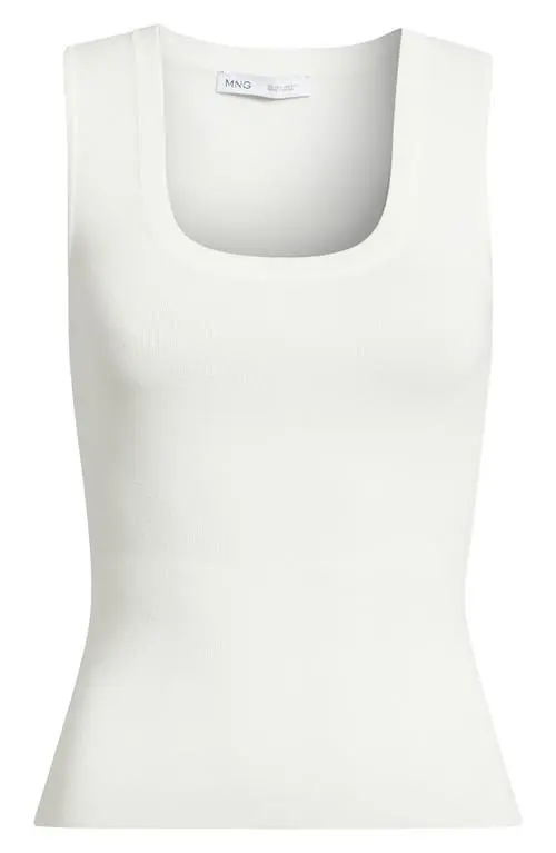 Mango Sleeveless Ribbed Knit Tank Top - Ecru